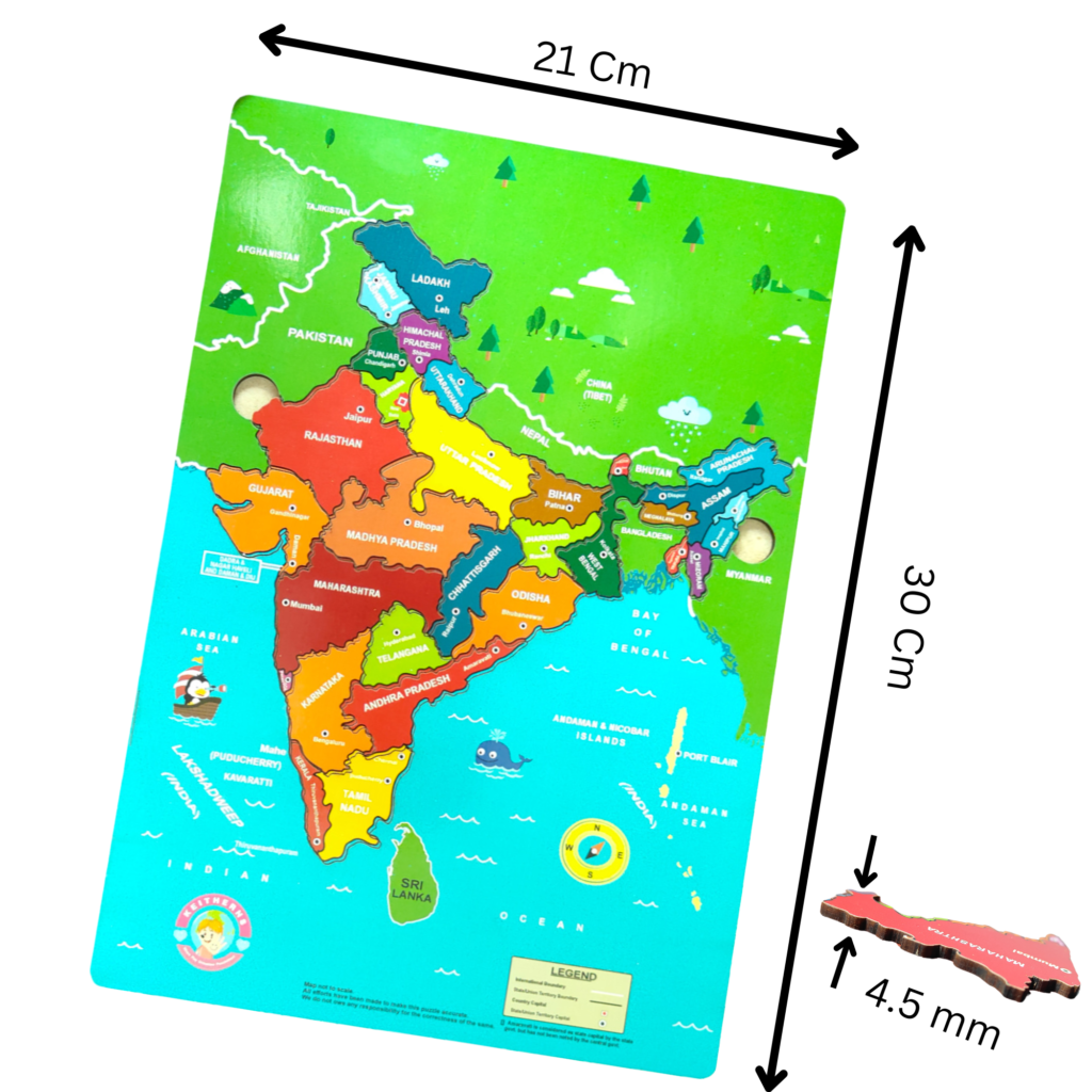 Keitherns Wooden India Map Puzzle for Kids Age 3+ – Interactive ...